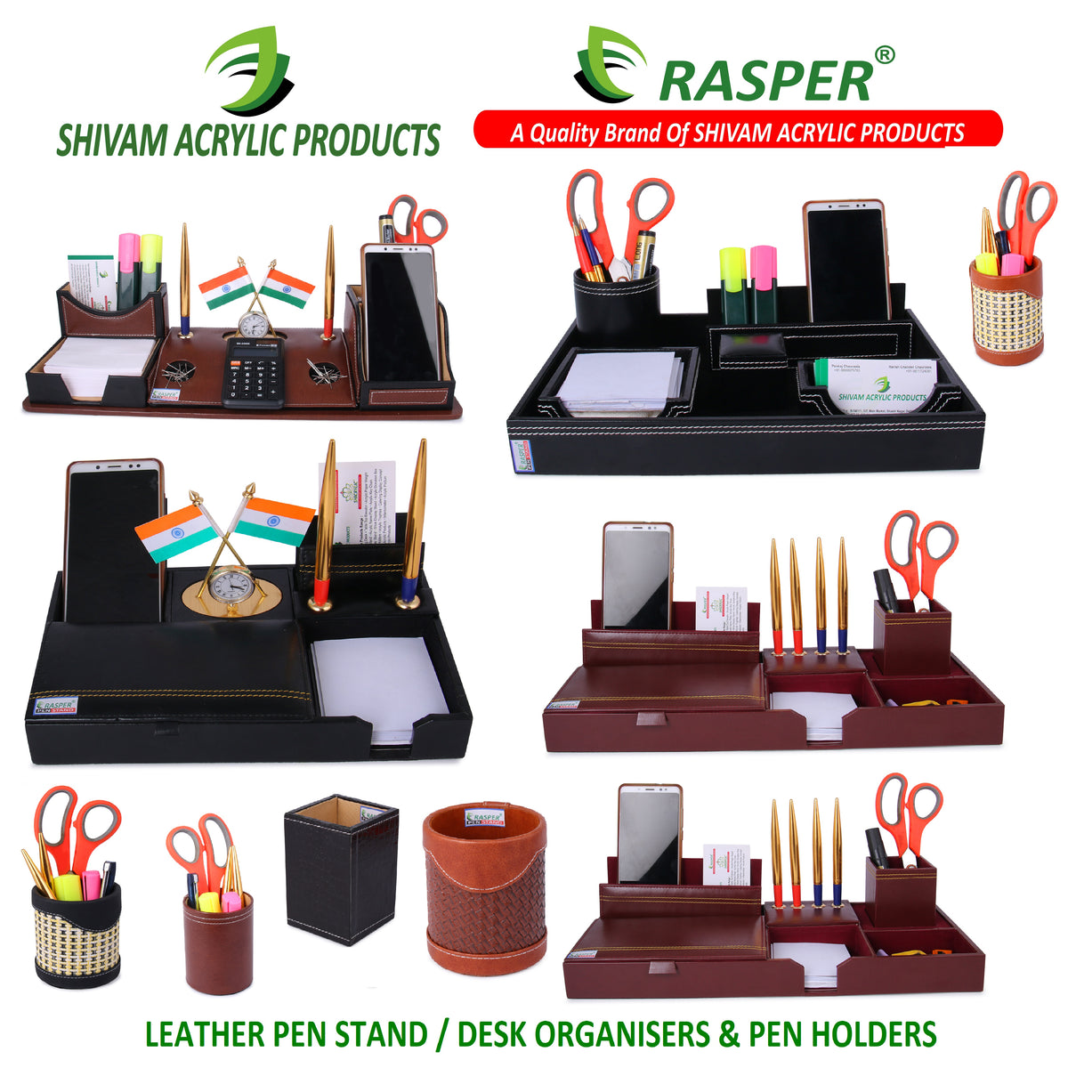 RASPER LEATHER PEN STAND & DESK ORGANIZERS - SHIVAM ACRYLIC PRODUCTS ...