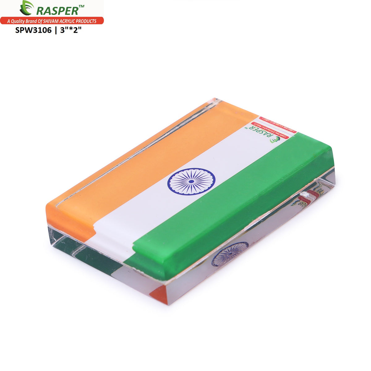 Rasper Tricolor Indian Flag Acrylic Paper Weight Multicolor Paper Weig ...